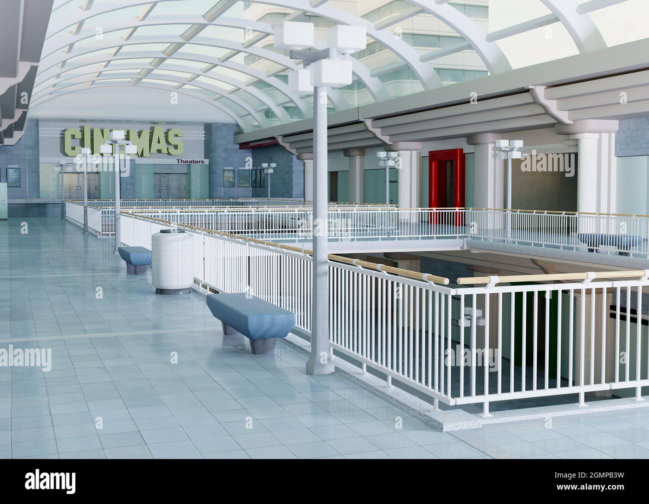 3D rendering of a shopping mall interior Stock Photo - Alamy