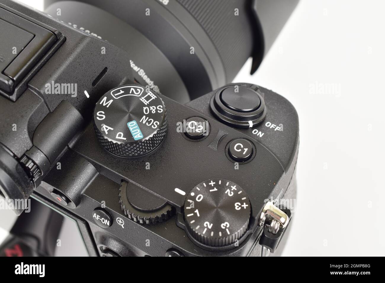 Closeup of Digital Camera Dial and Custom Button Isolated on White ...