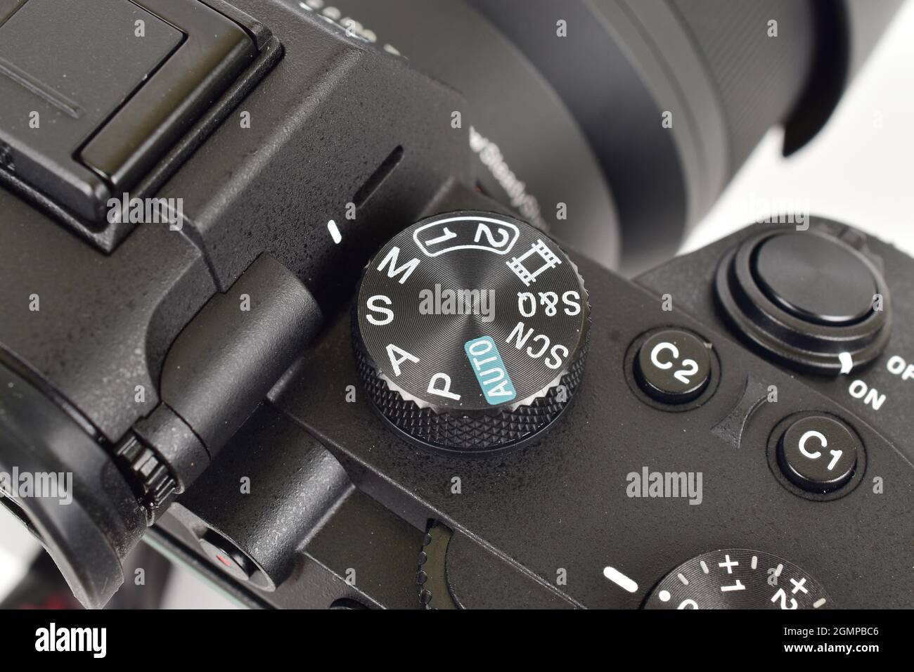 Custom dial on professional mirrorless camera, camera manual mode Stock ...