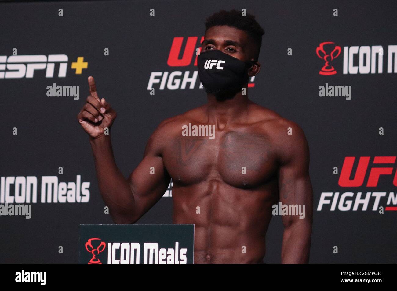 Impa Kasanganay poses on the scale during the UFC Vegas 37: Smith v ...