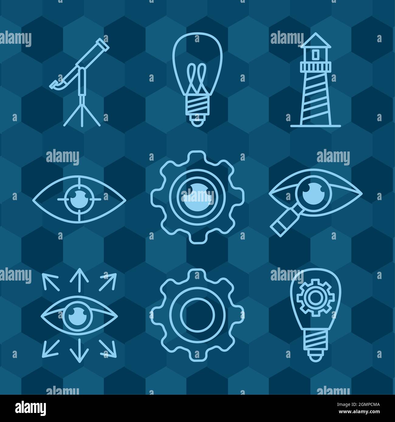 vision symbol set on blue background Stock Vector Image & Art - Alamy