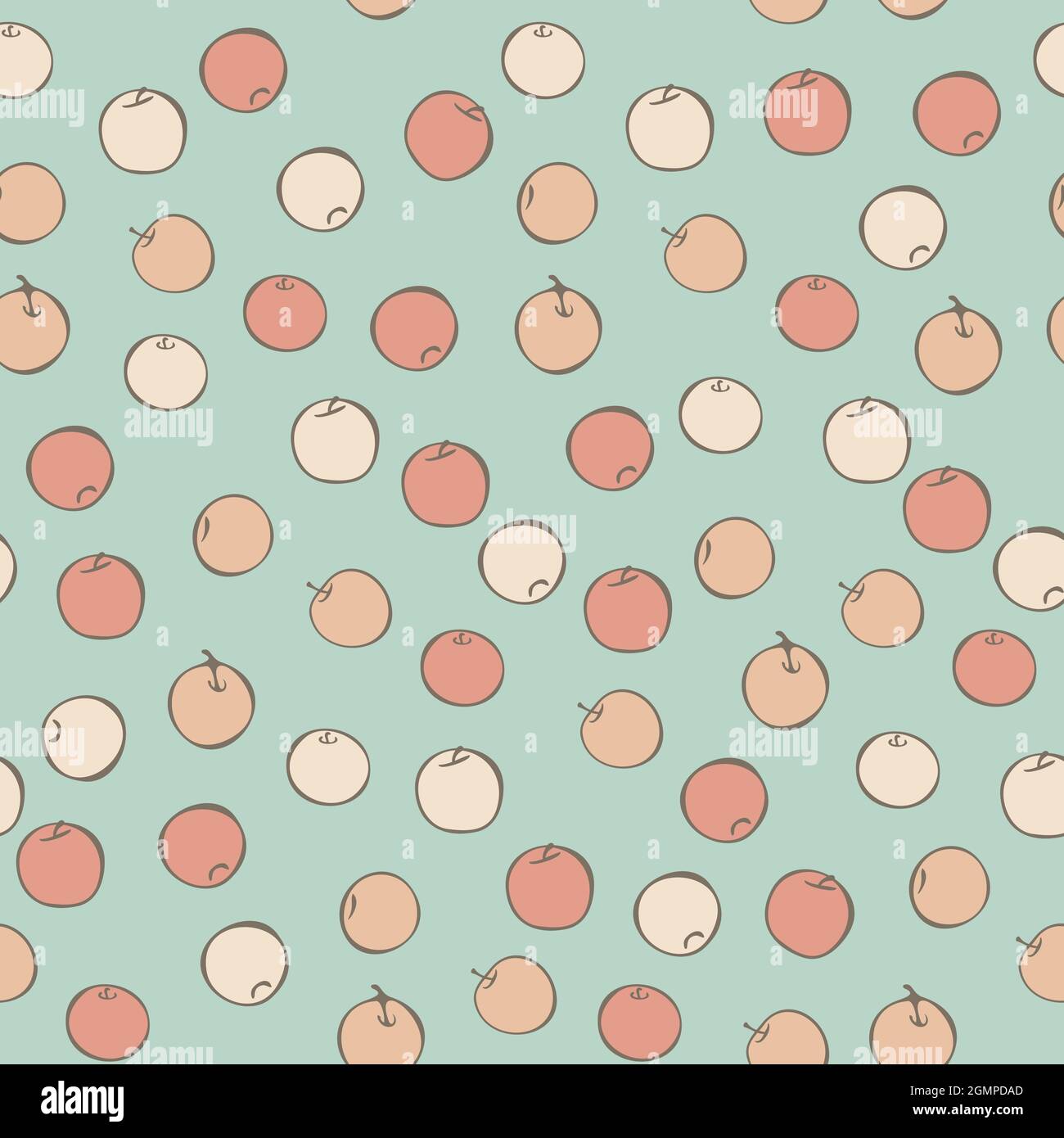 Vector Seamless Pattern With Apples Design With Decorative Hand Drawn