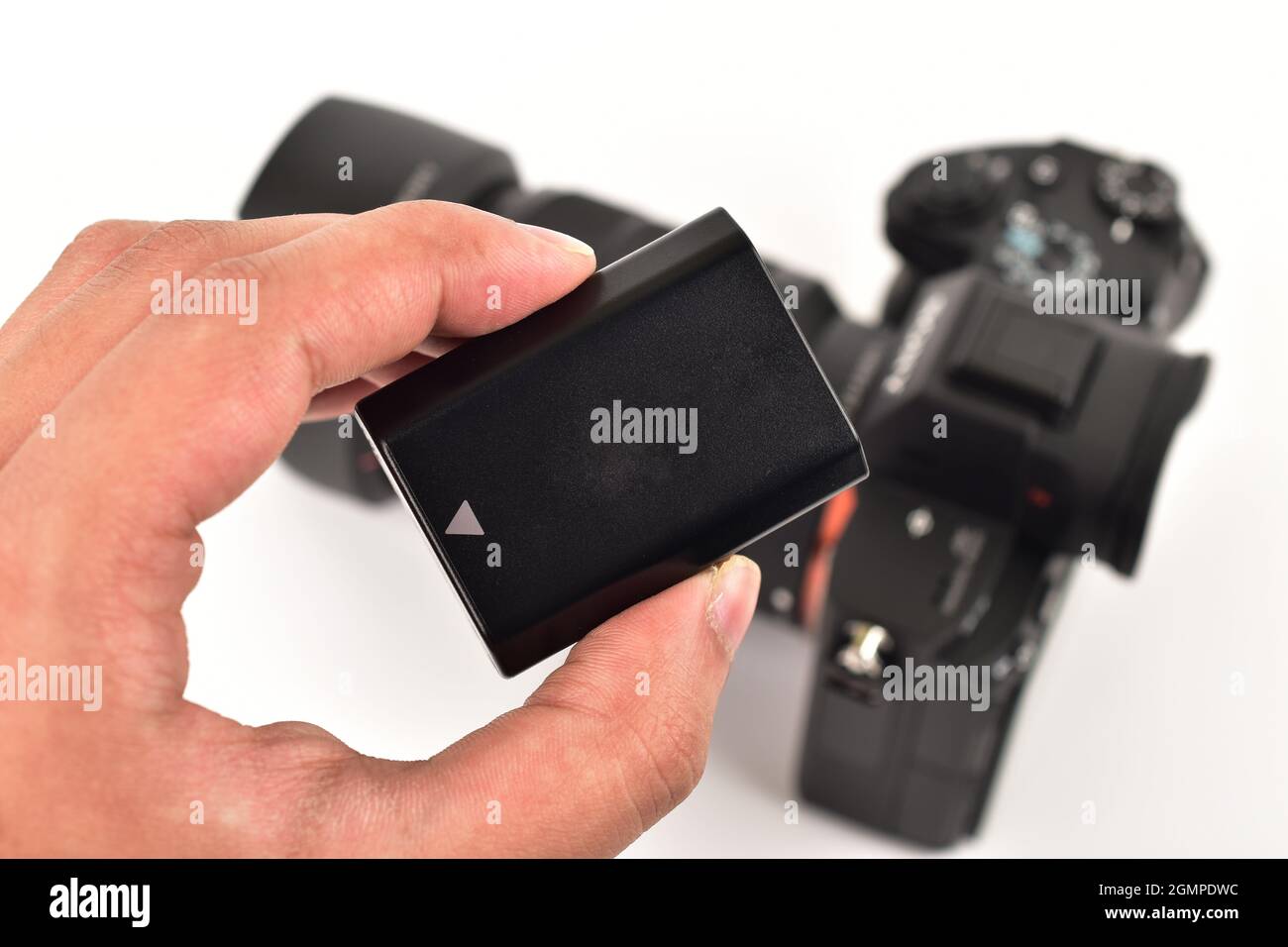 Hand Holding Camera Battery, Rechargeable Camera Battery Stock Photo ...