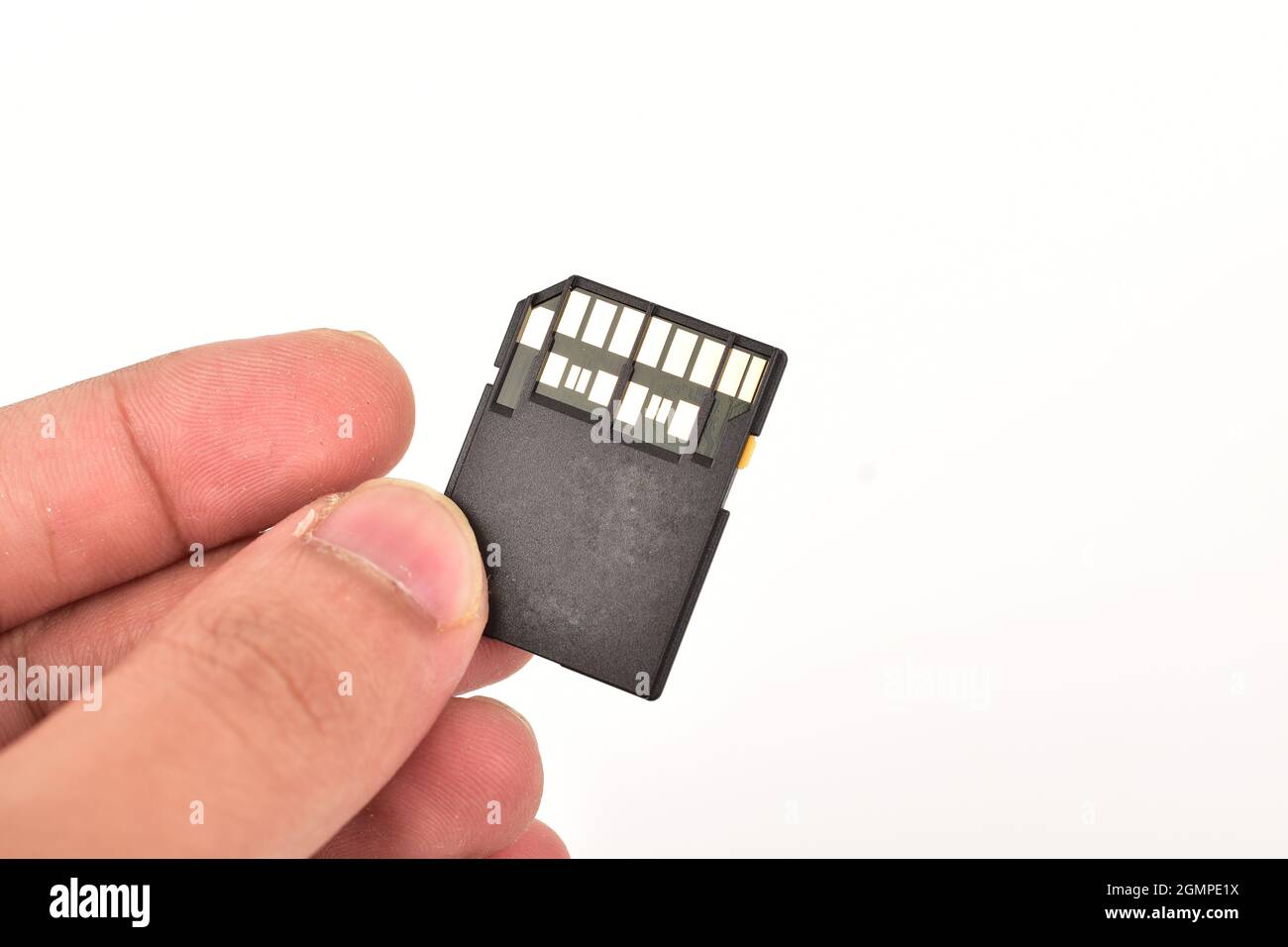 High Speed Memory Card in Hand on White Background Stock Photo - Alamy