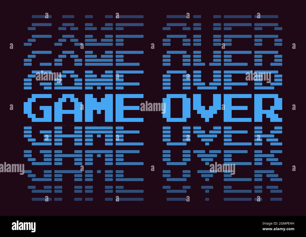 A light and dark blue GAME OVER retro synthwave style typographical ...