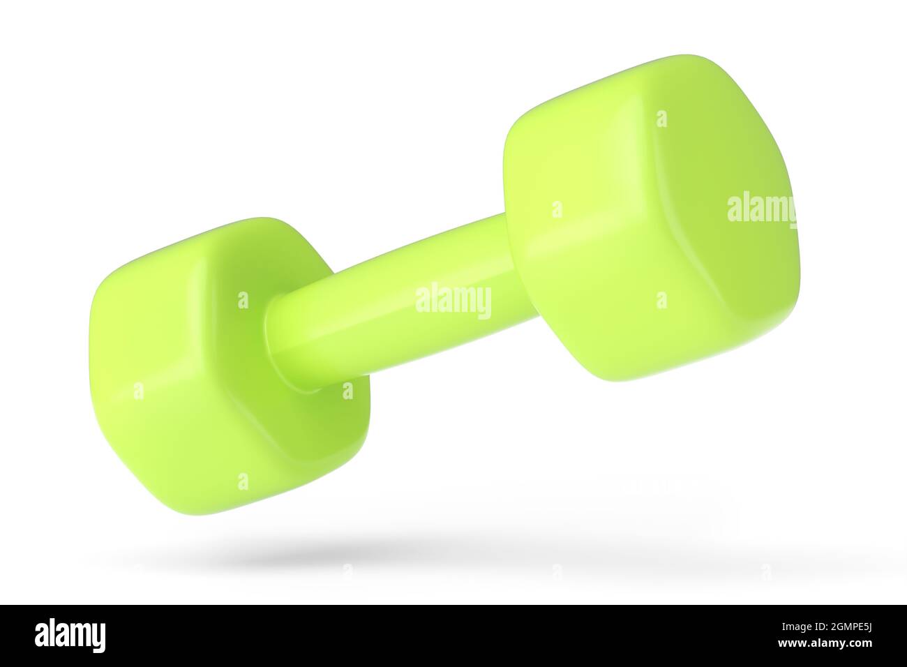 Rubber green dumbbell isolated on white background. 3d rendering of ...