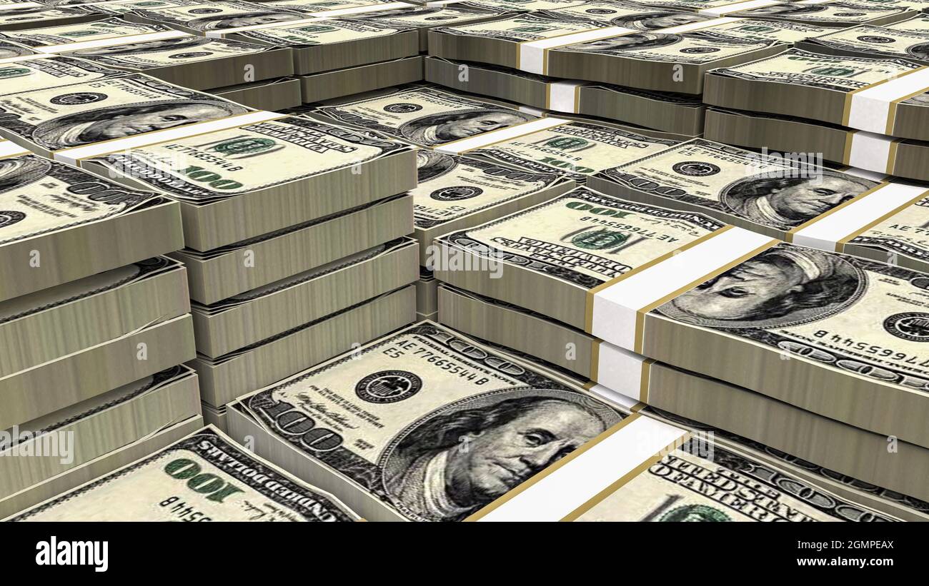 3d illustration of a huge dollar stack Stock Photo - Alamy