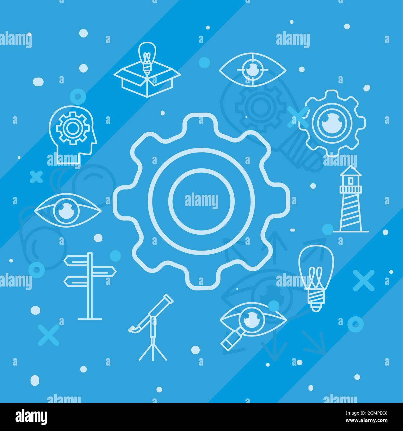 gear with vision symbols on blue background Stock Vector Image & Art ...