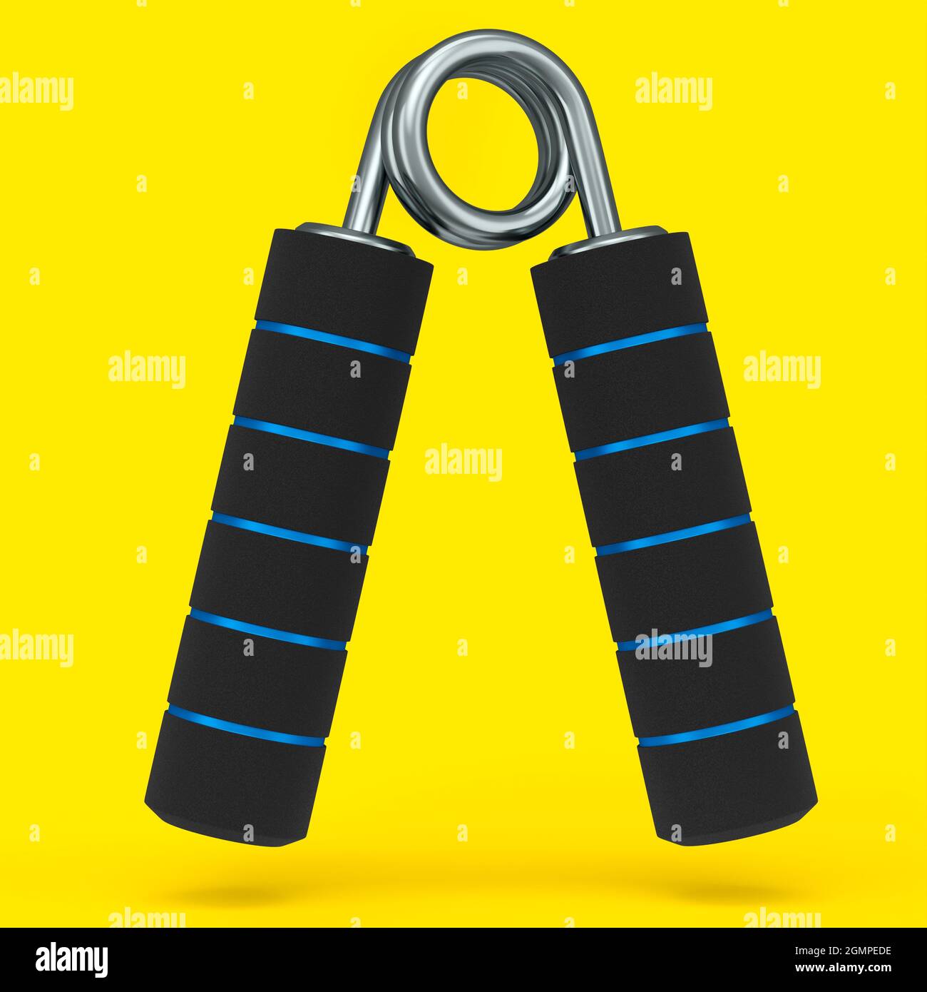 Iron hand expander or resistance band with rubber handle isolated on ...