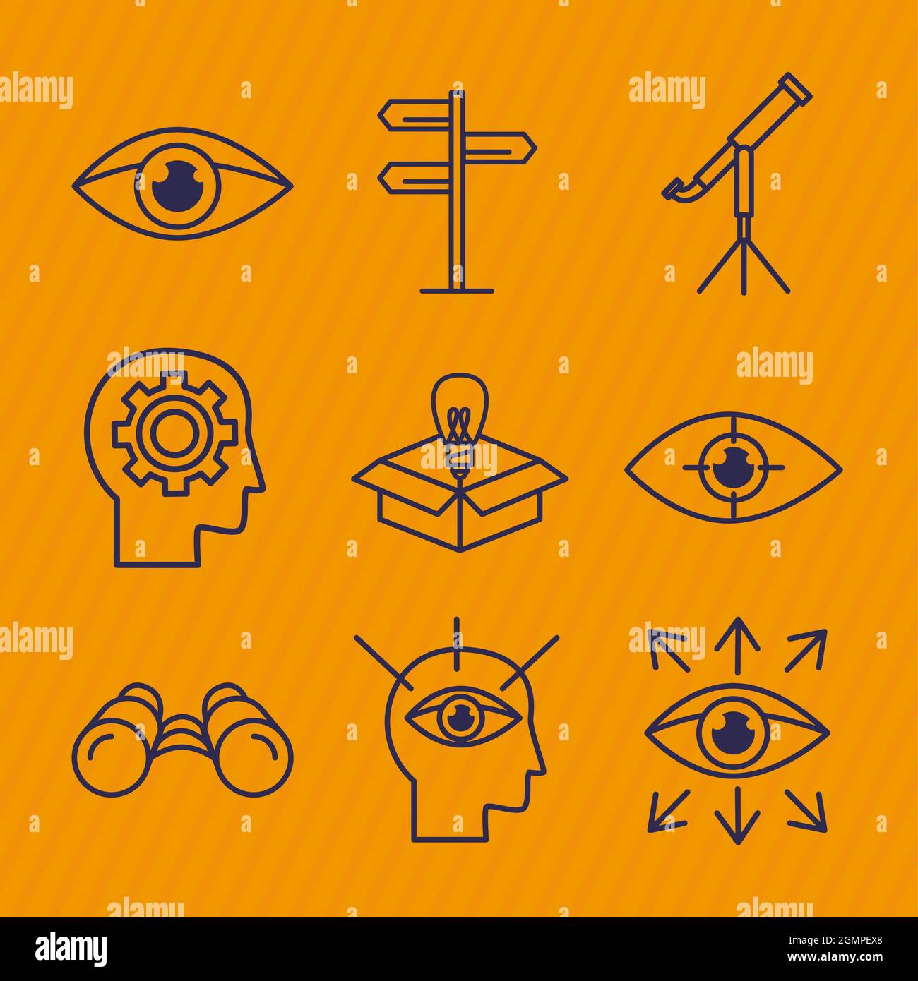 vision icon set on orange background Stock Vector Image & Art - Alamy