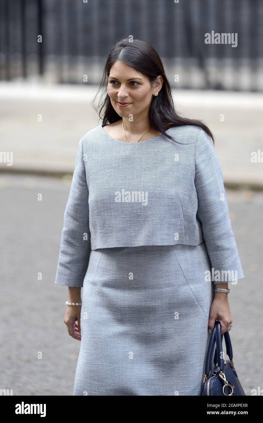 Priti Patel MP in Downing Street on the day she retained her job as ...