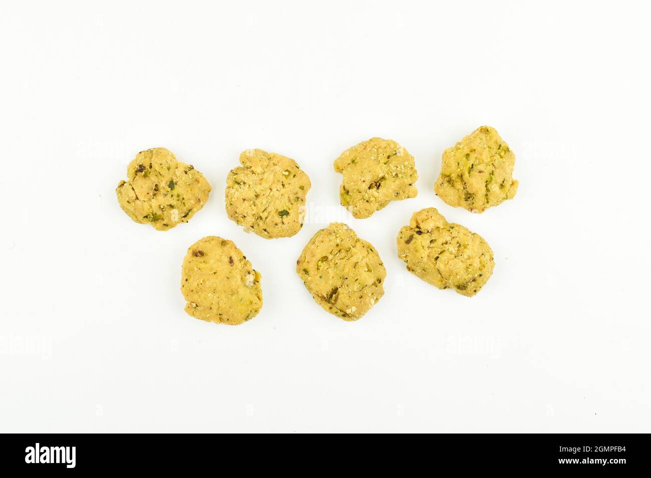 Indian Snack Methi Mathri Isolated On White Background Stock Photo - Alamy