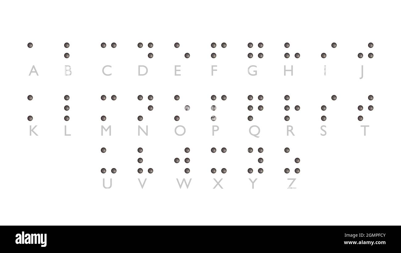 Braille dots alphabet for visually impaired, 3d render Stock Photo - Alamy