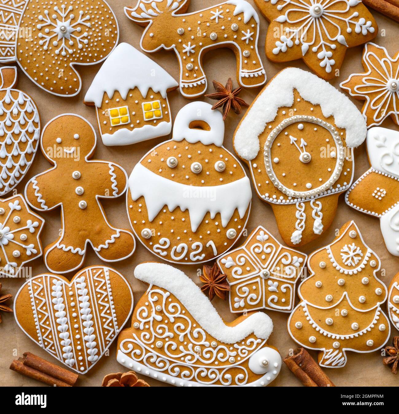 Homemade christmas cookies background Stock Photo - Alamy
