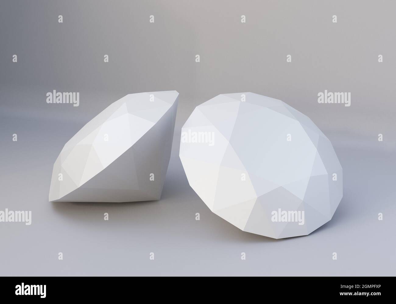 White paper diamonds on gray background, 3d render Stock Photo - Alamy