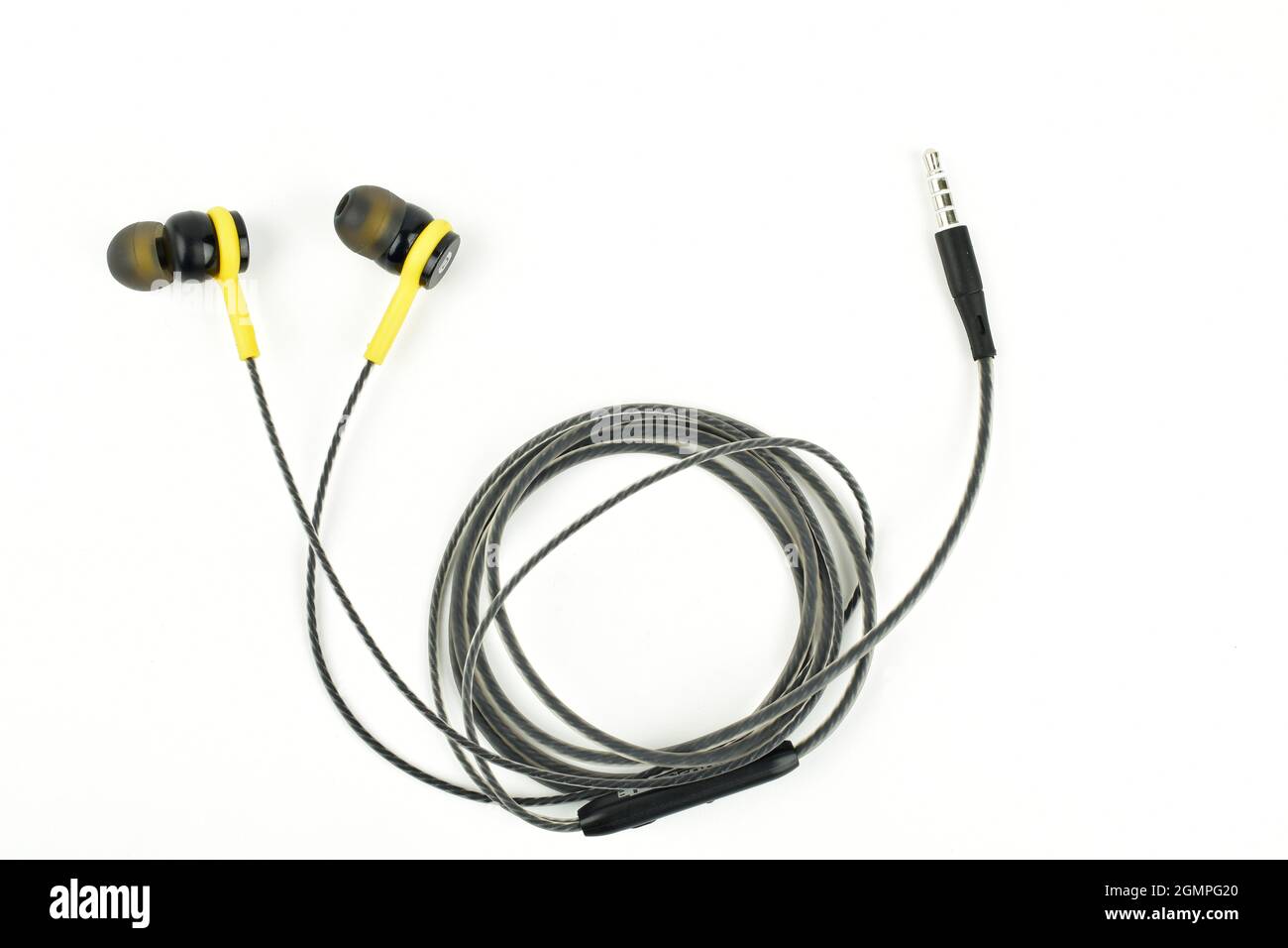 Top View of Earphone Isolated on White Background Stock Photo - Alamy