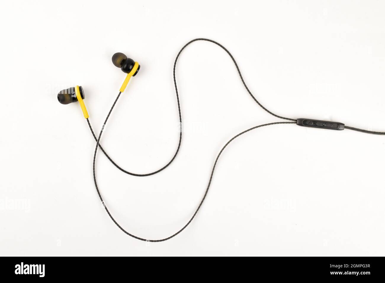 top view of earphone on white background Stock Photo - Alamy