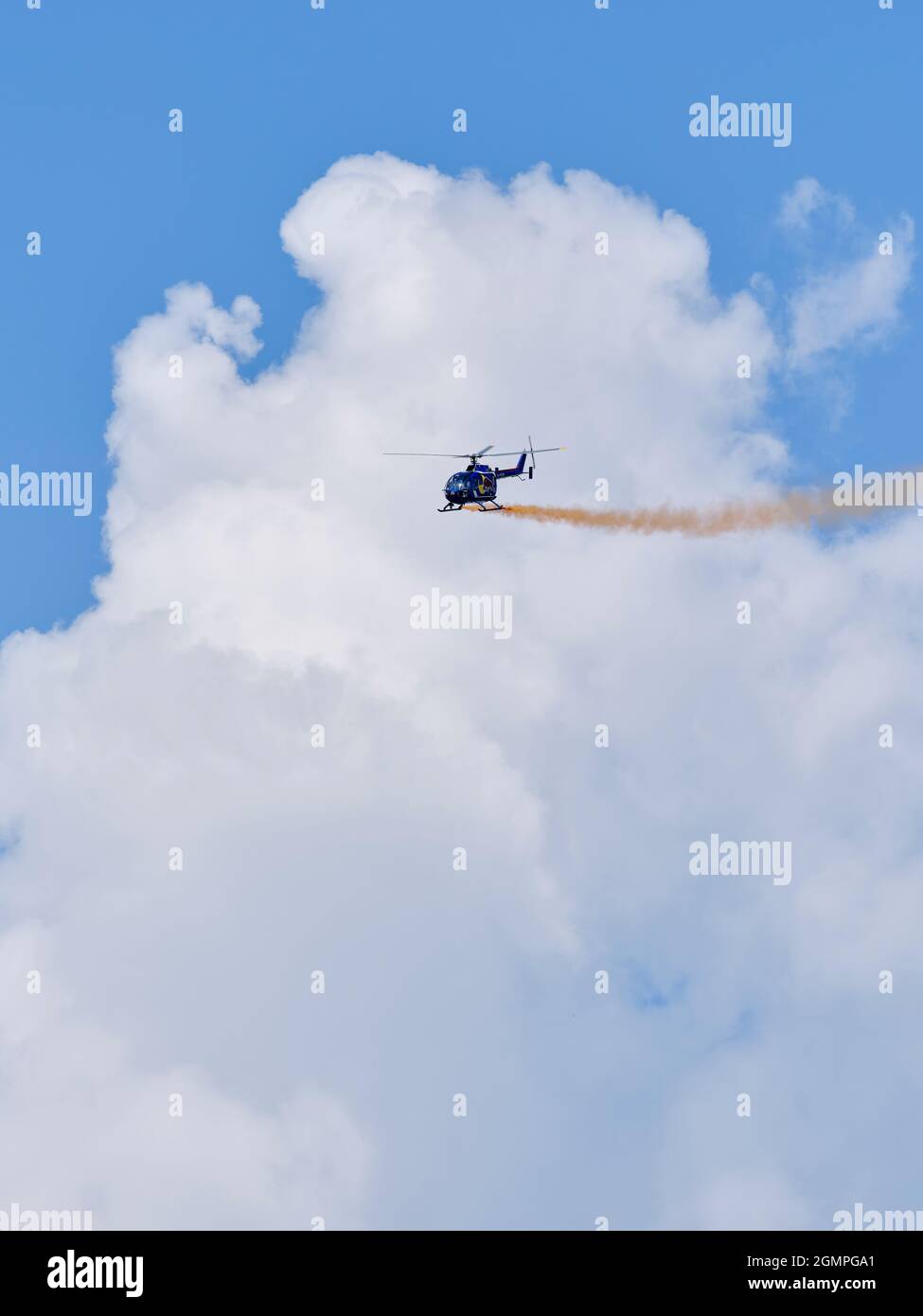 Helicopter Red Bull in flight Stock Photo - Alamy