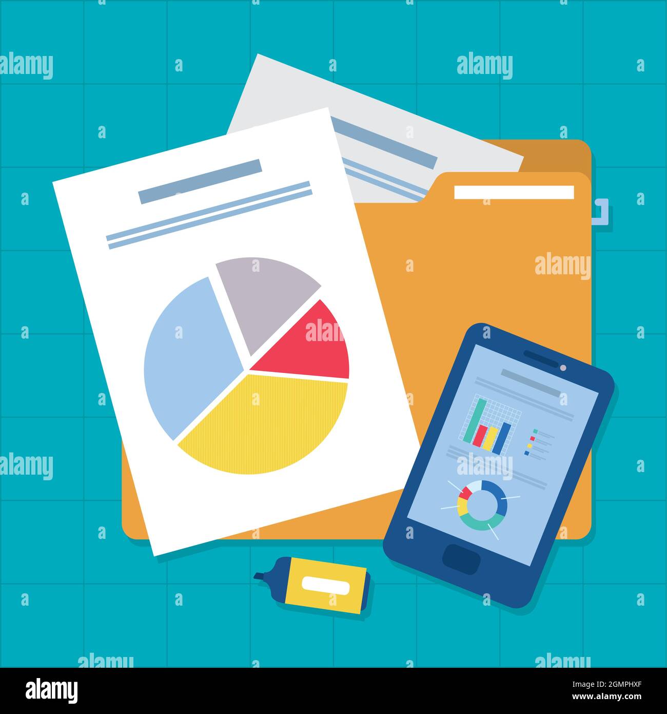 Business audit documents vector illustration with charts hi-res stock ...