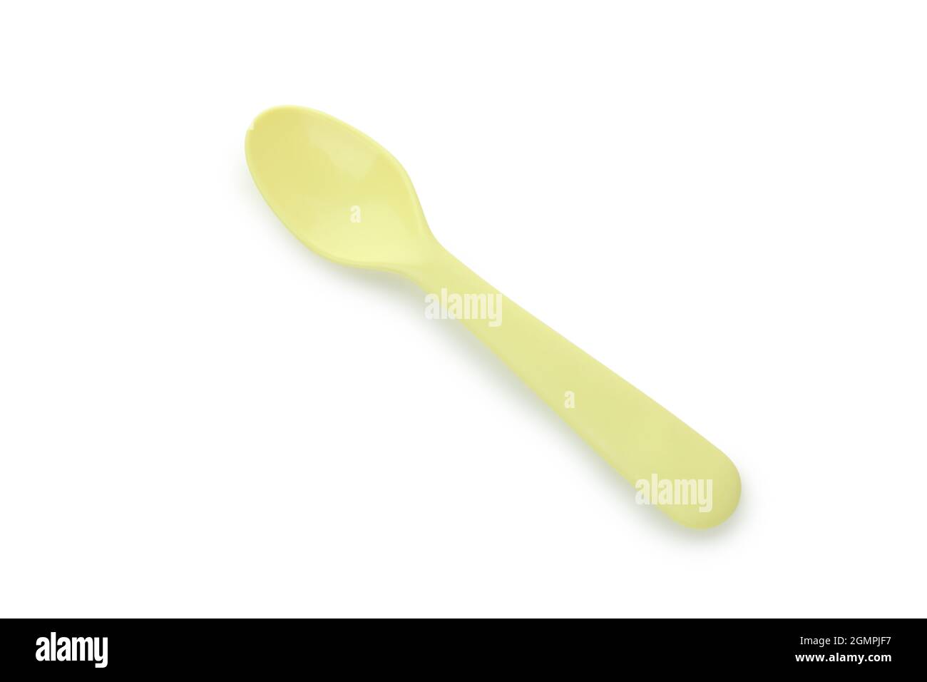 Single plastic spoon isolated on white background Stock Photo - Alamy