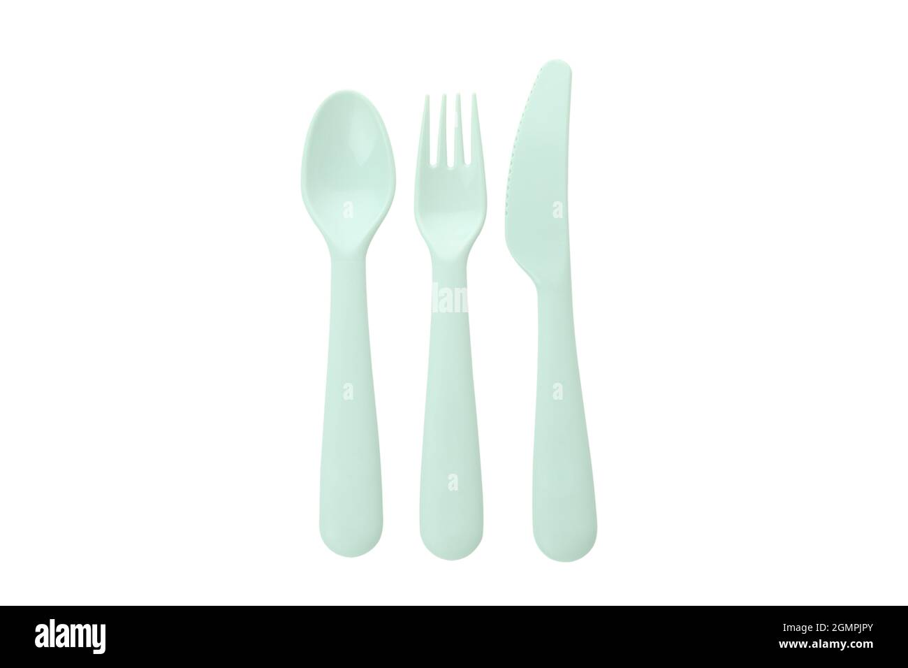 Plastic mint cutlery isolated on white background Stock Photo - Alamy