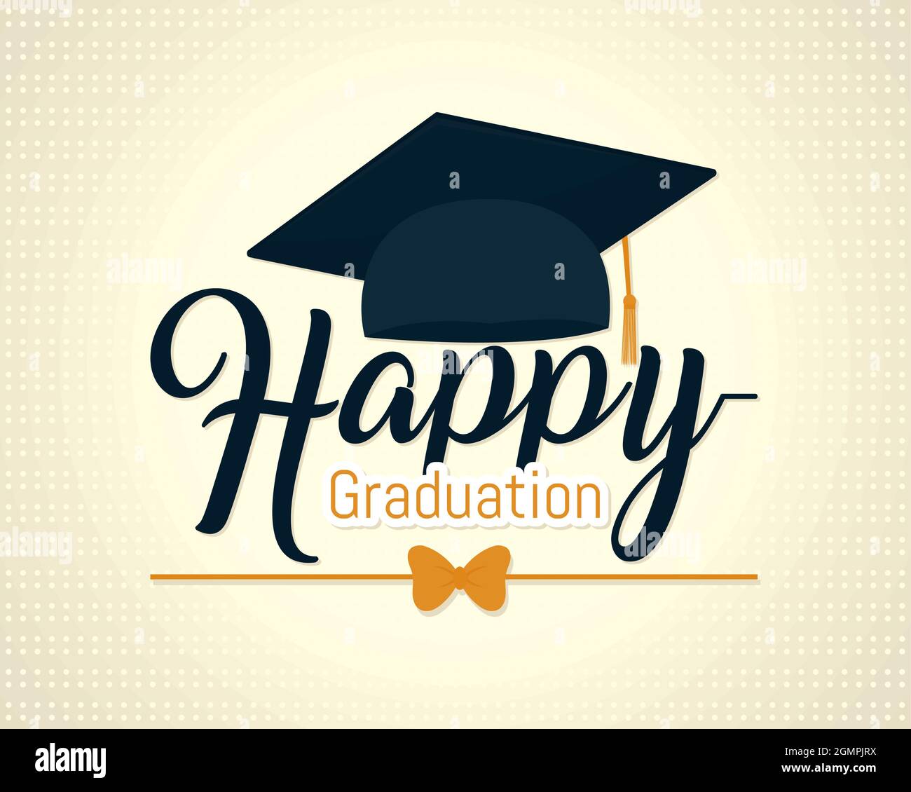 happy graduation illustration with cap and bow tie Stock Vector Image ...