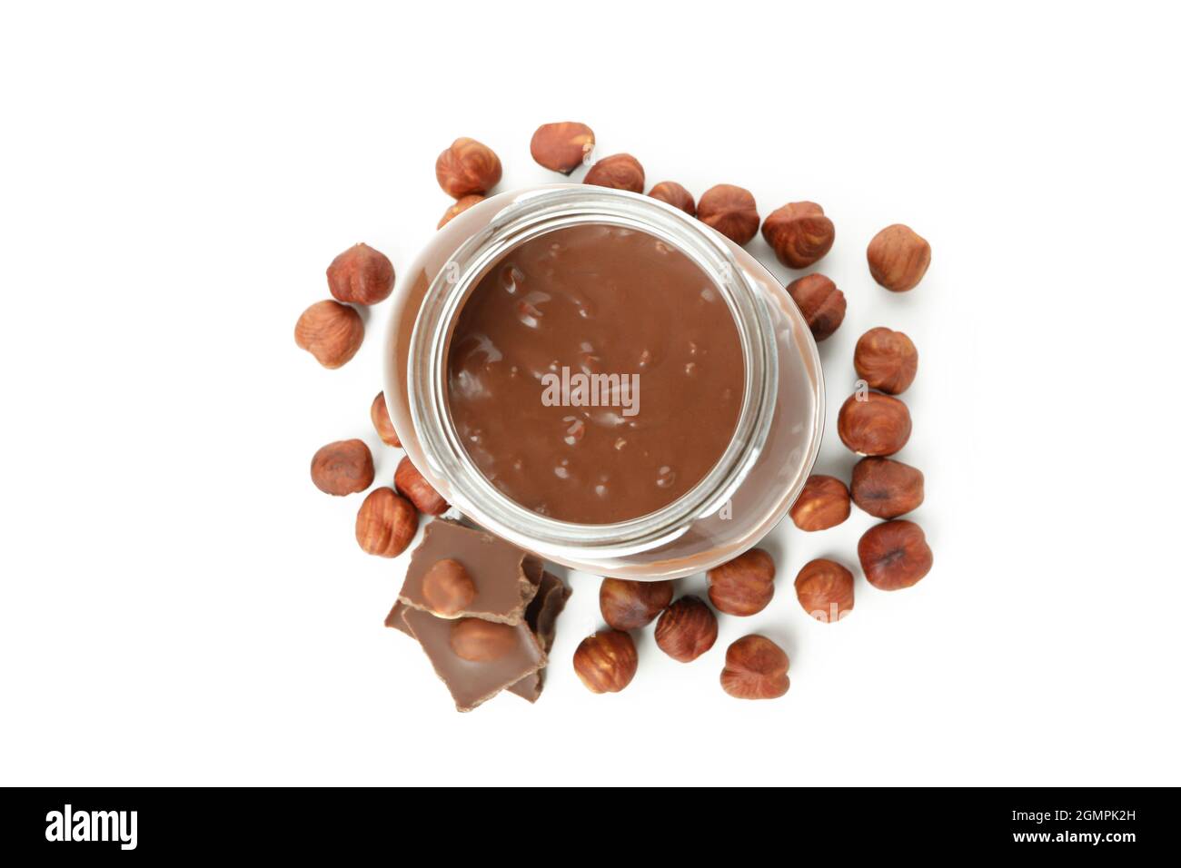 Jar with chocolate paste and nuts isolated on white background Stock ...