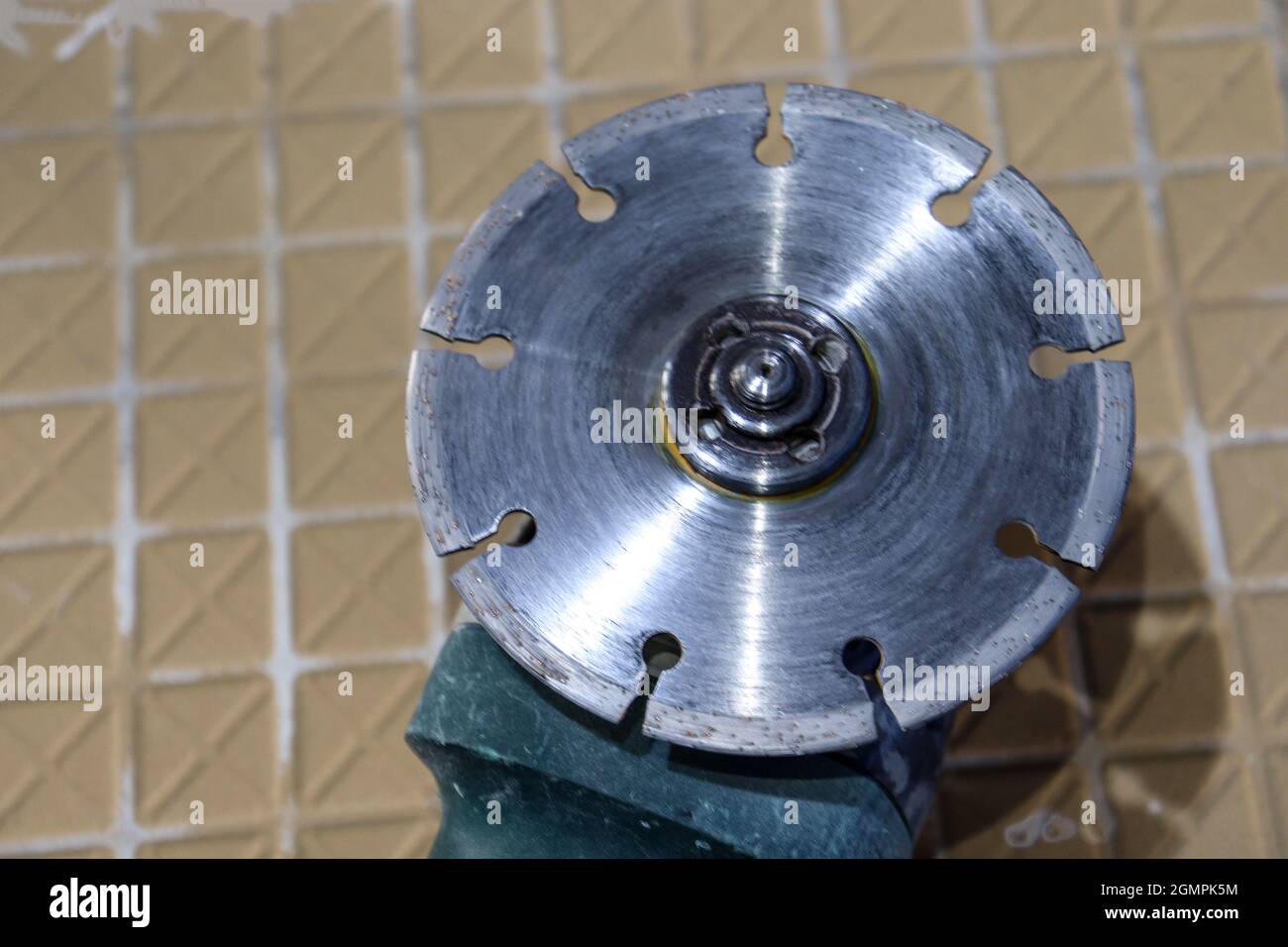 tile cutter machine with blade in house with worker Stock Photo - Alamy