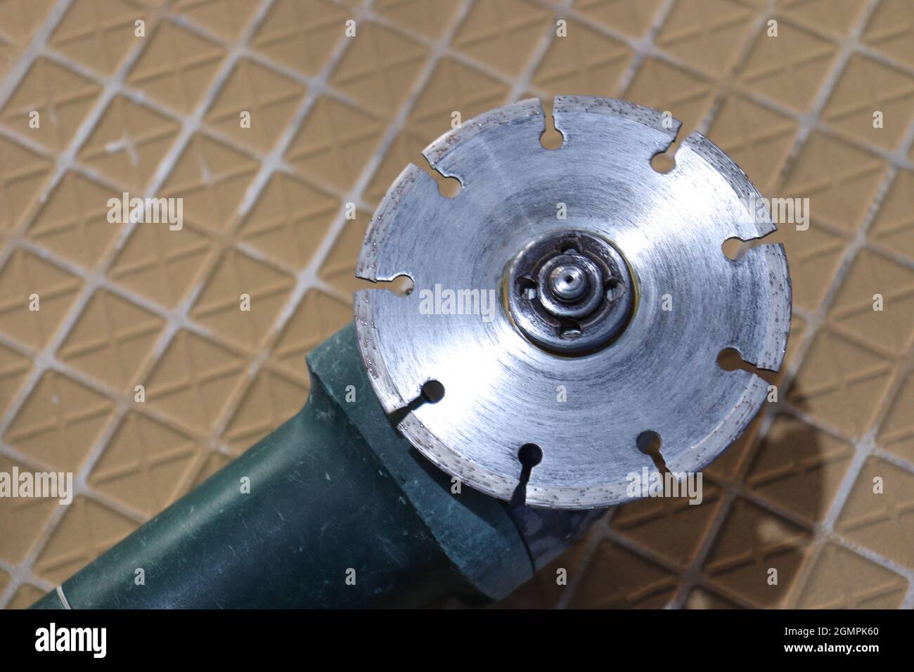 tile cutter machine with blade in house with worker Stock Photo - Alamy