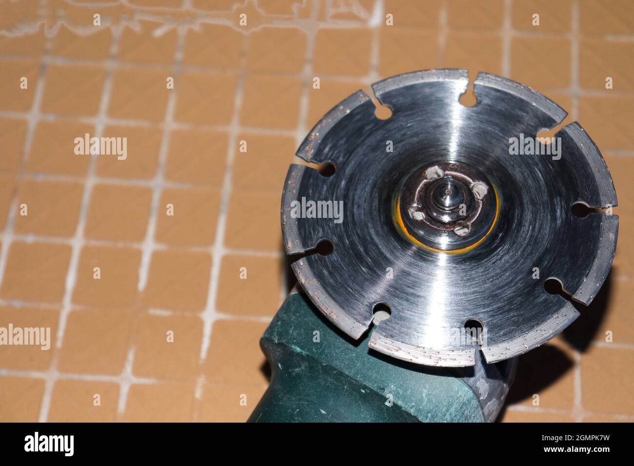 tile cutter machine with blade in house with worker Stock Photo - Alamy