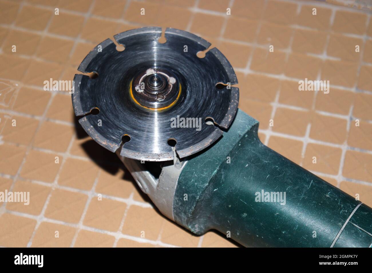 tile cutter machine with blade in house with worker Stock Photo - Alamy