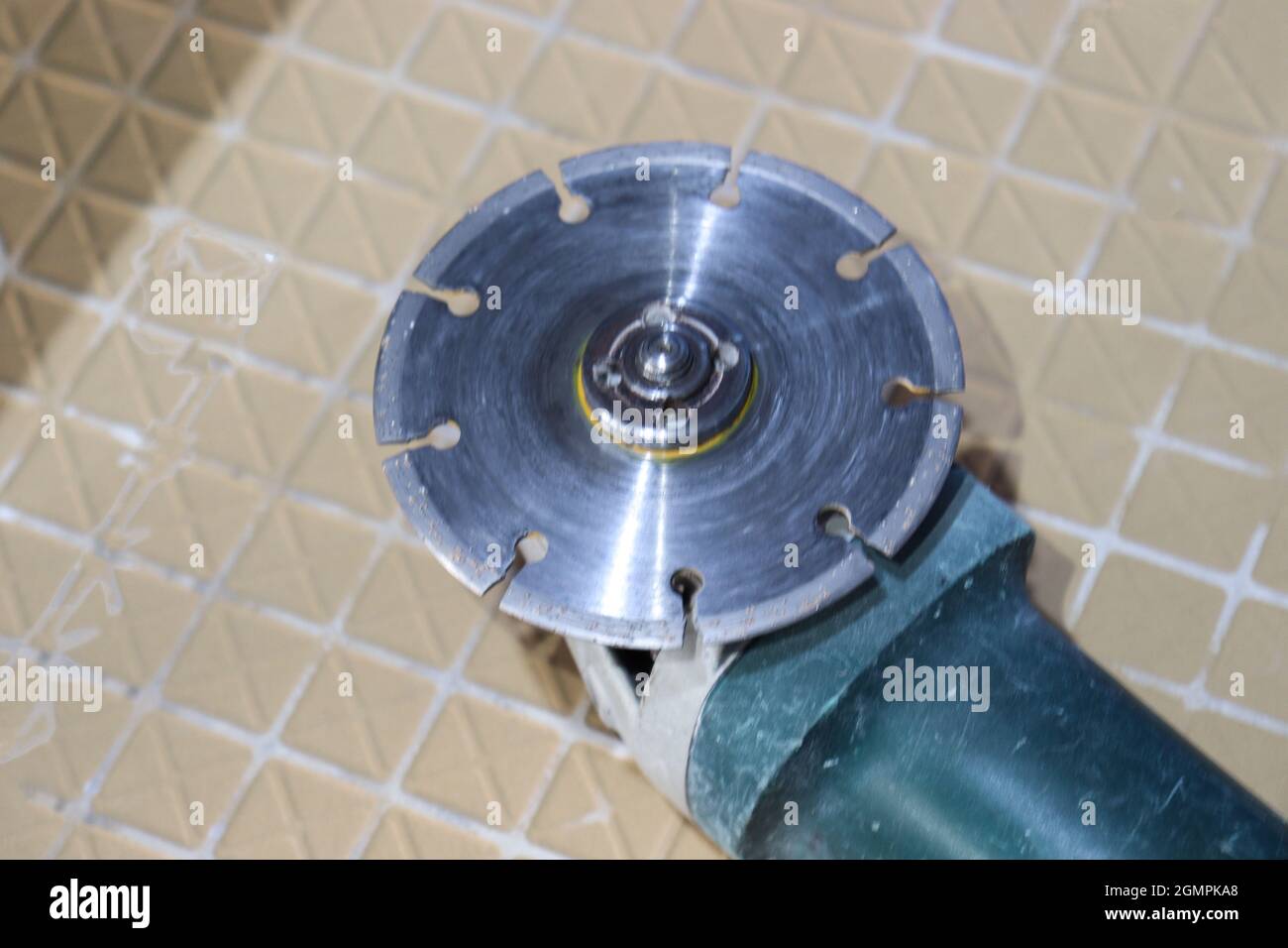 tile cutter machine with blade in house with worker Stock Photo - Alamy