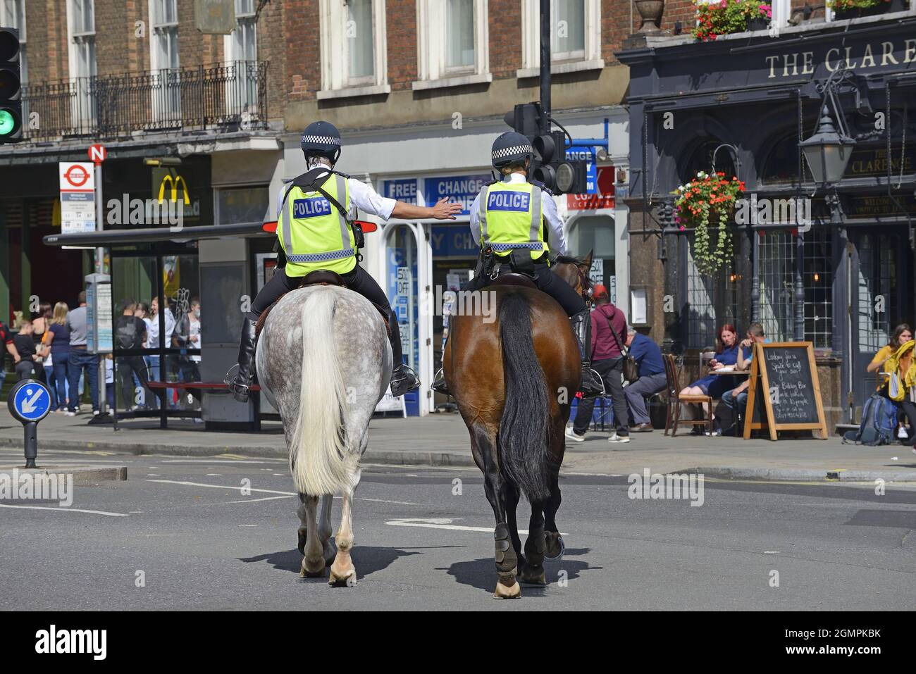 London, England, UK. Mounted police officers in Whitehall, Westminster ...