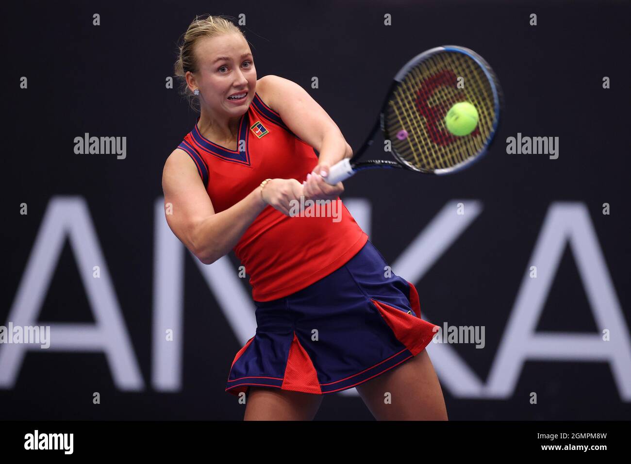 ANASTASIA POTAPOVA (RUS) in action during the WTA J&T Banka Ostrava ...