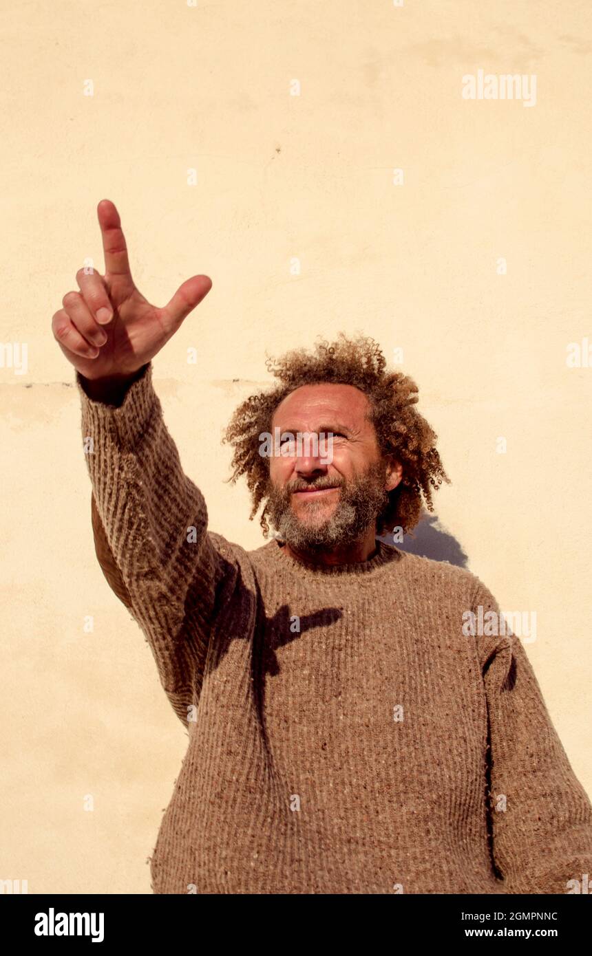 Man raising finger hi-res stock photography and images - Alamy