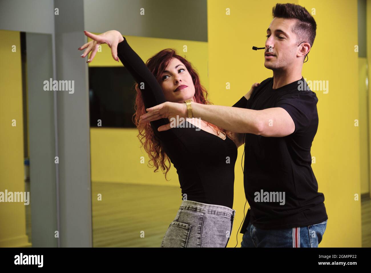 Salsa and bachata teachers in a class Stock Photo - Alamy