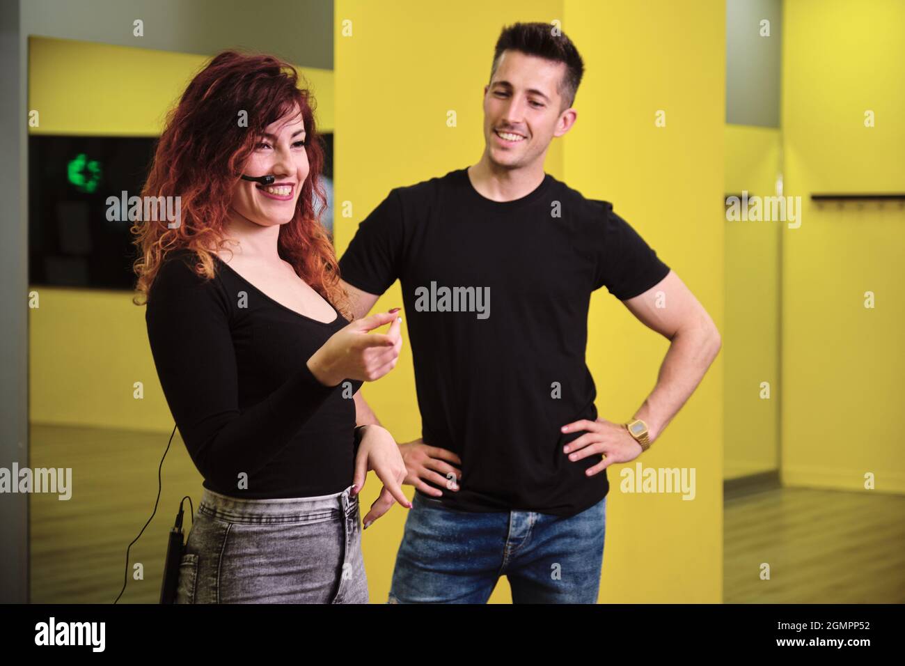 Salsa and bachata teachers in a class Stock Photo - Alamy