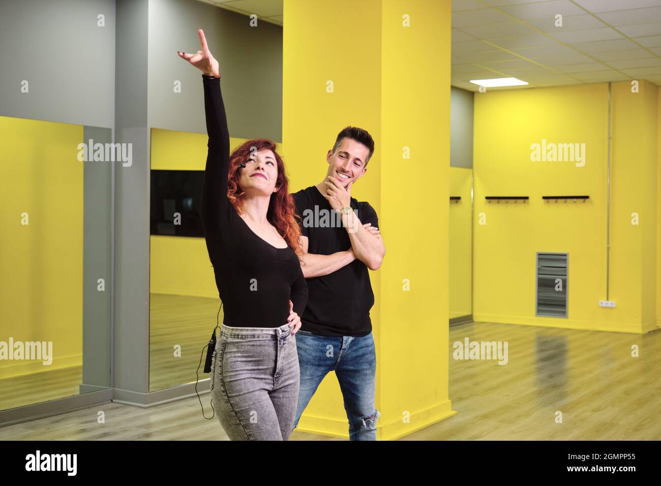 Salsa and bachata teachers in a class Stock Photo - Alamy