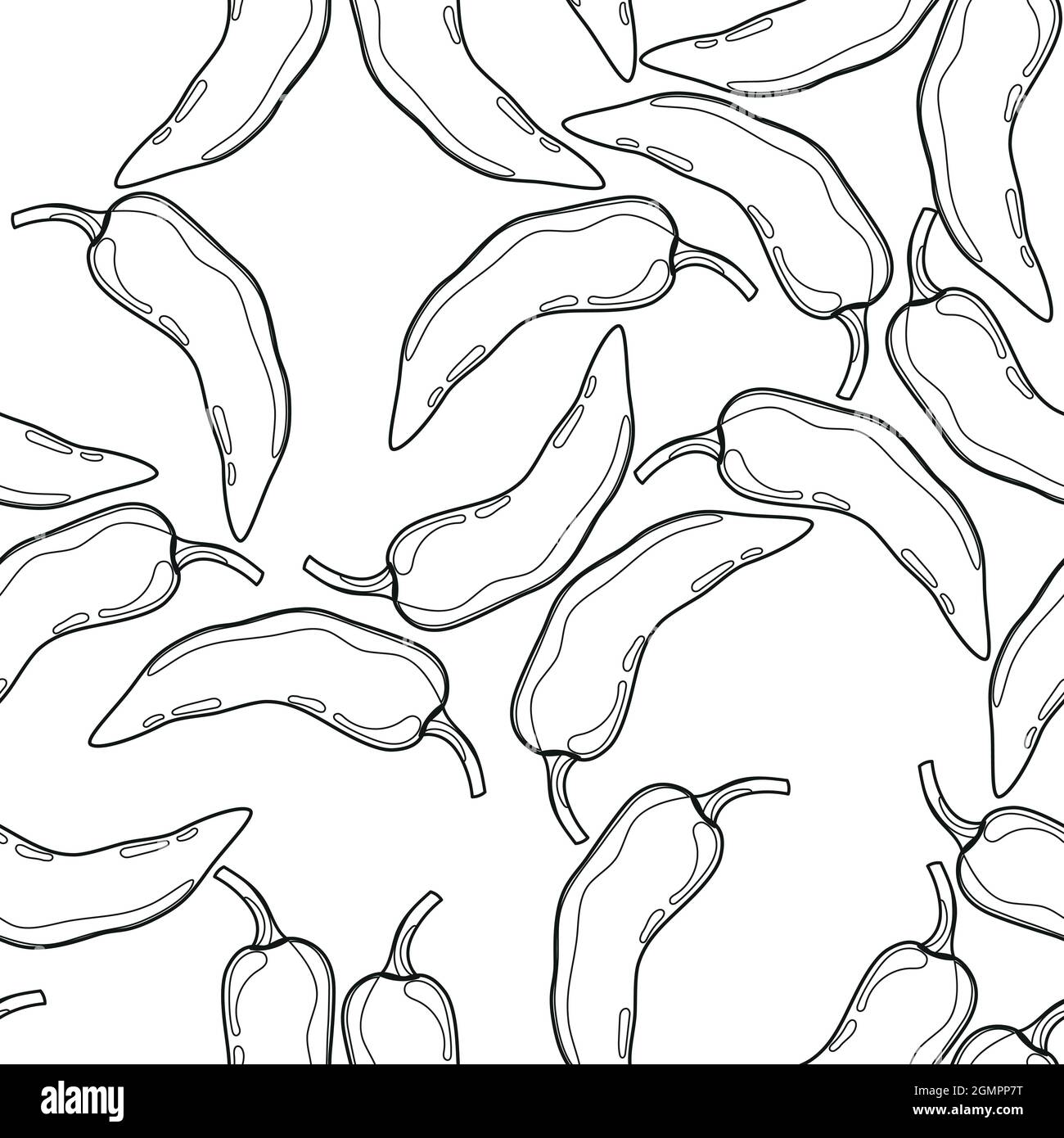 Pepper vector seamless pattern. Mexican chili spicy vegetable. Hot ...