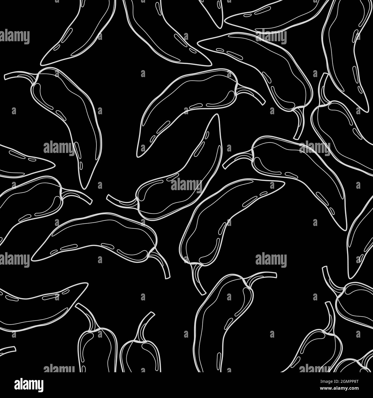 Pepper vector seamless pattern. Mexican chili spicy vegetable. Hot ...
