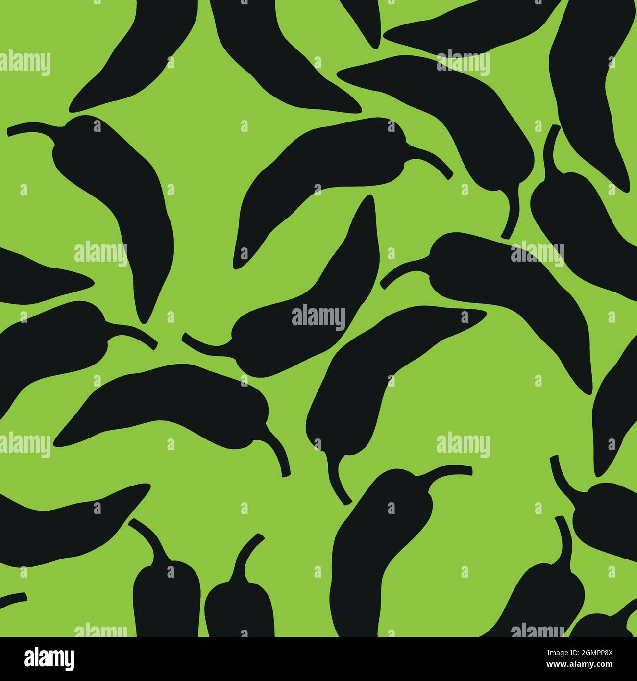 Green Pepper vector seamless pattern. Mexican chili spicy vegetable ...