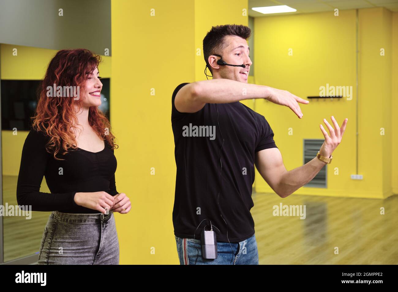 Salsa and bachata teachers in a class Stock Photo - Alamy