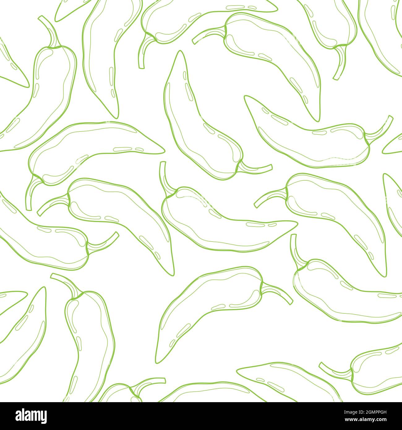 Green Pepper vector seamless pattern. Mexican chili spicy vegetable ...