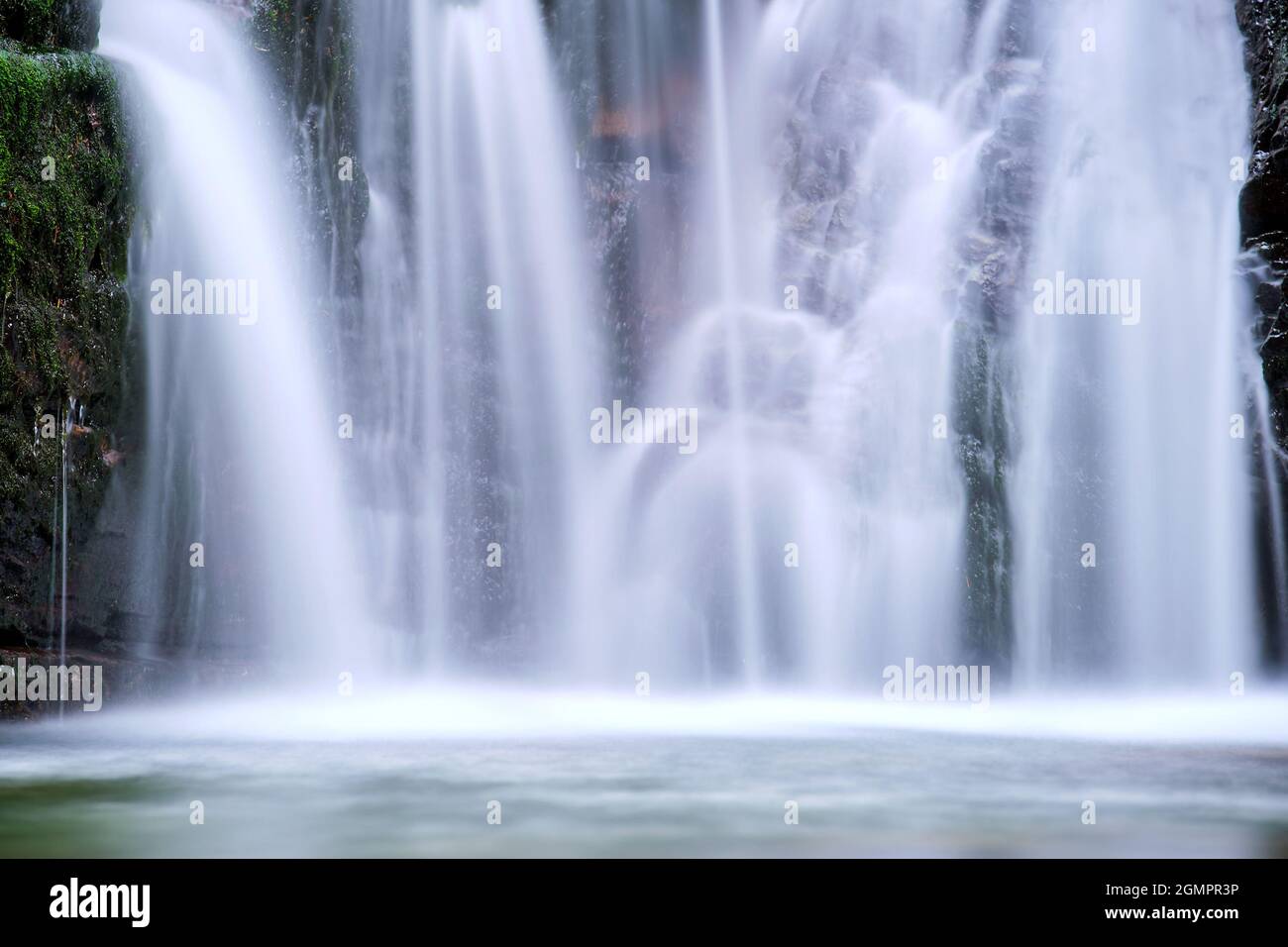 Amazing landscape of beautiful waterfall on mountain river with white ...