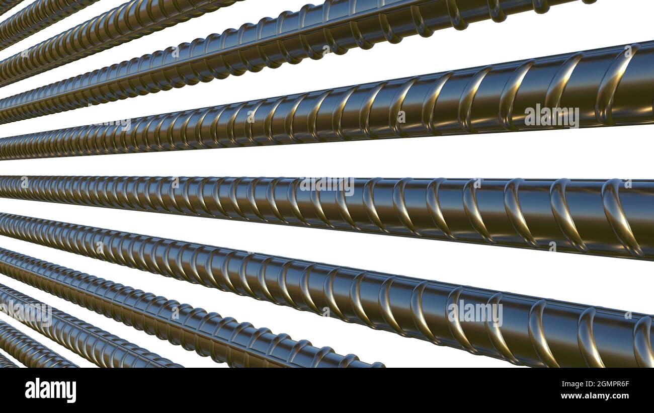 steel rebar backdrop - isolated digital industrial 3D illustration ...