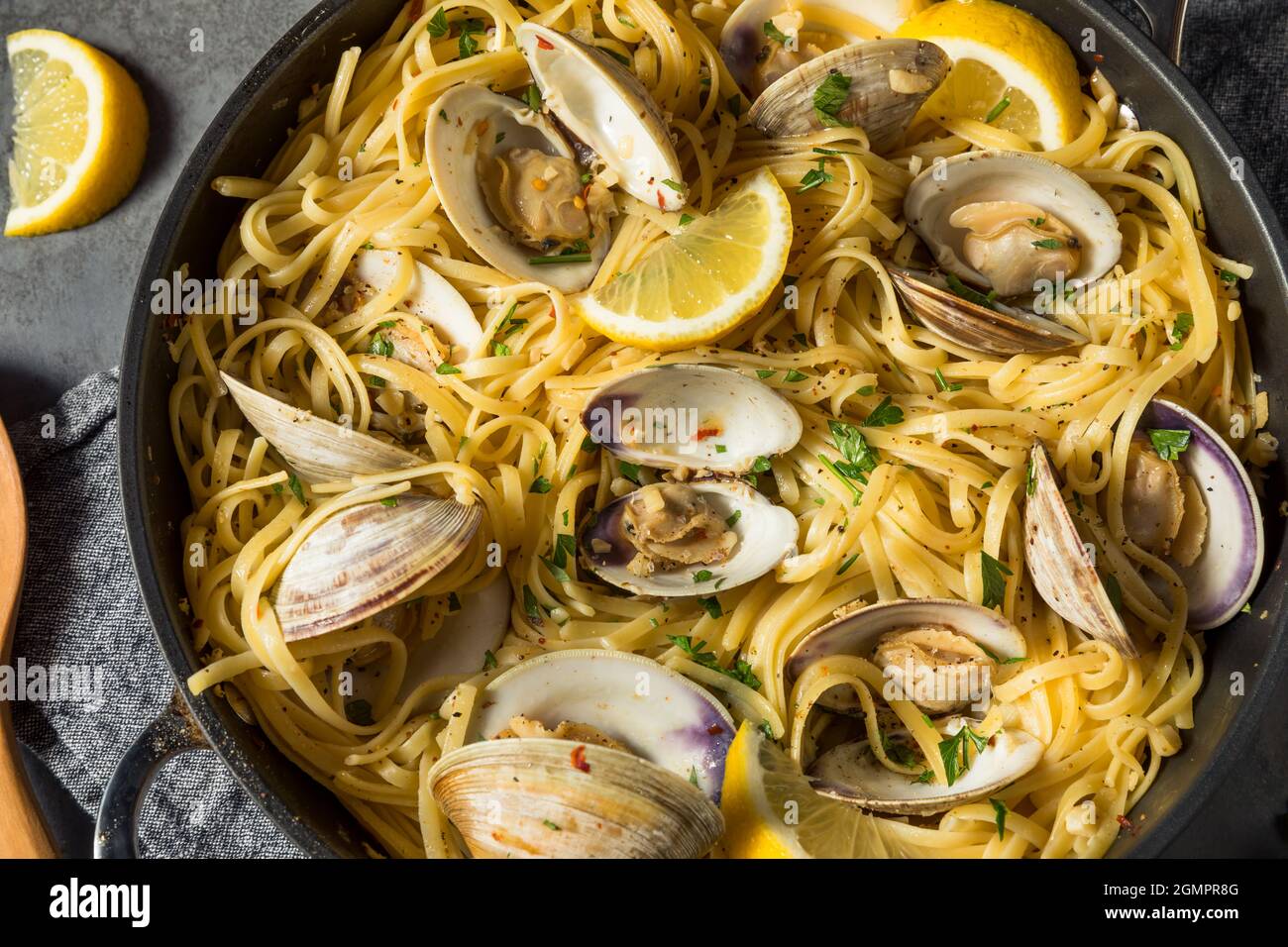 Homemade Healthy Linguini and Clams with Sauce and Parsley Stock Photo ...