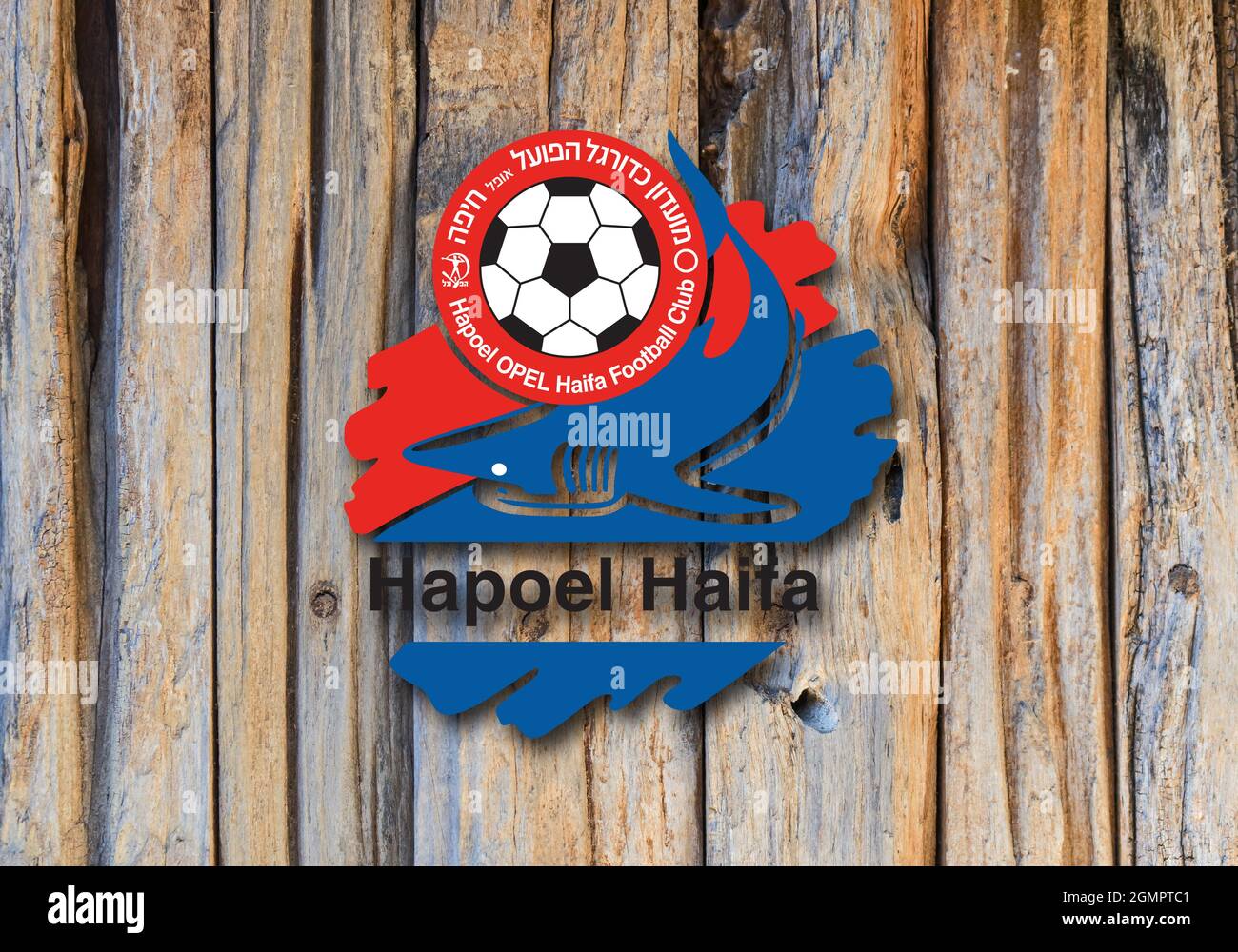 Coat of arms F.C. Hapoel Haifa, a football club from Israel Stock Photo ...