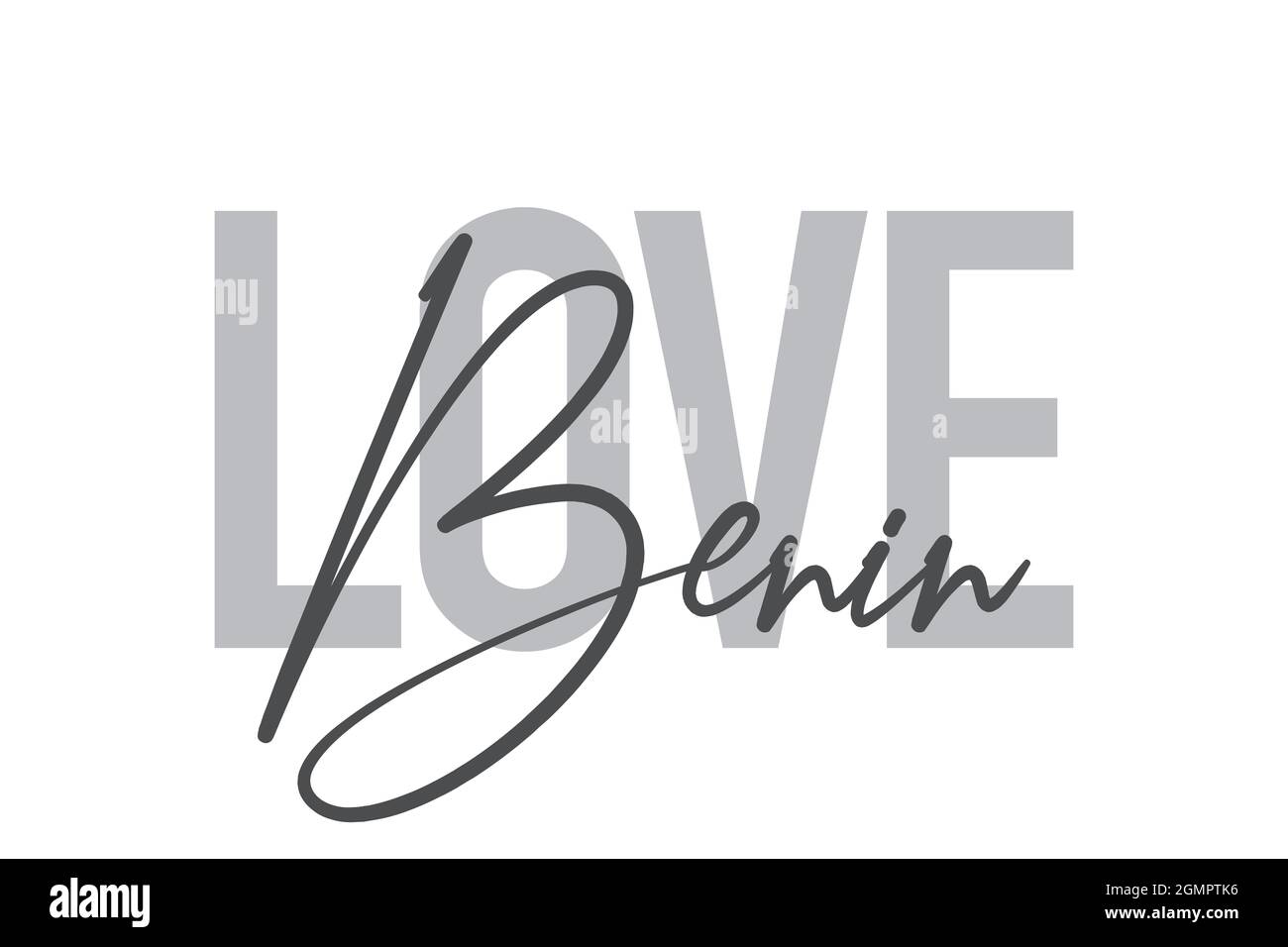Modern, simple, minimal typographic design of a saying "Love Benin" in ...