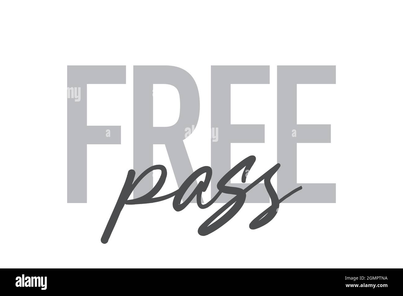 Modern, simple, minimal typographic design of a saying "Free Pass" in ...