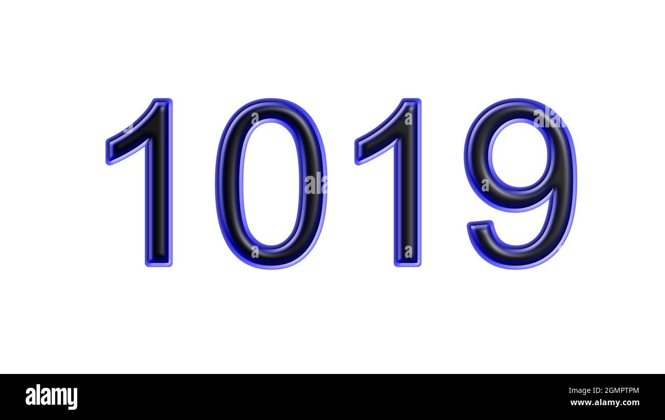blue 1019 number 3d effect white background Stock Photo - Alamy
